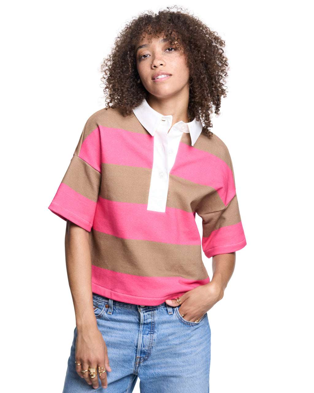 Rugby Shirt | Pink Mocha Stripe | thekitnyc – THE KIT.